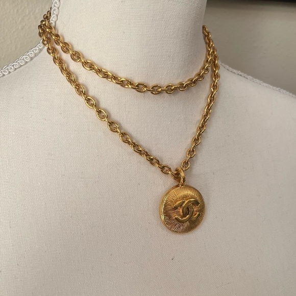 CHANEL | Jewelry | Chanel Vintage Gold Long Cc Pendant Necklace | Poshmark
